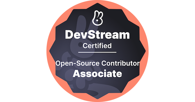 DevStream Certified Open-Source Contributor - Associate - Credly