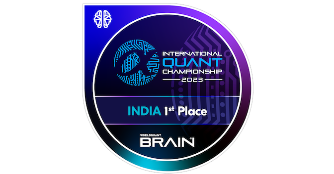 2023 WorldQuant BRAIN IQC India 1st Place - Credly