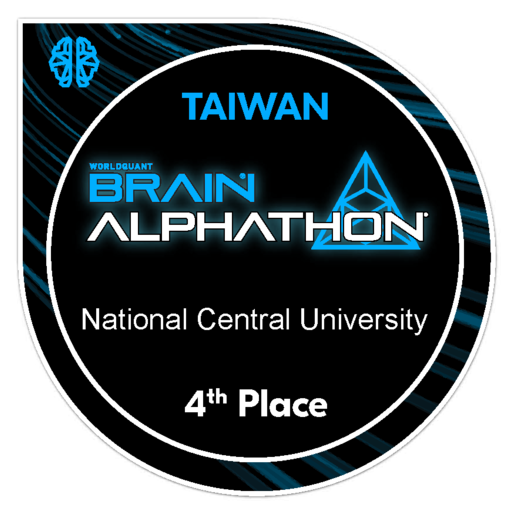 [Taiwan] 2023 WorldQuant BRAIN Alphathon NCU 4th Place - Credly