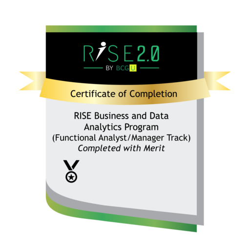 BCG RISE Certificate of Completion - Business and Data Analytics Program (Data Analyst Track ...