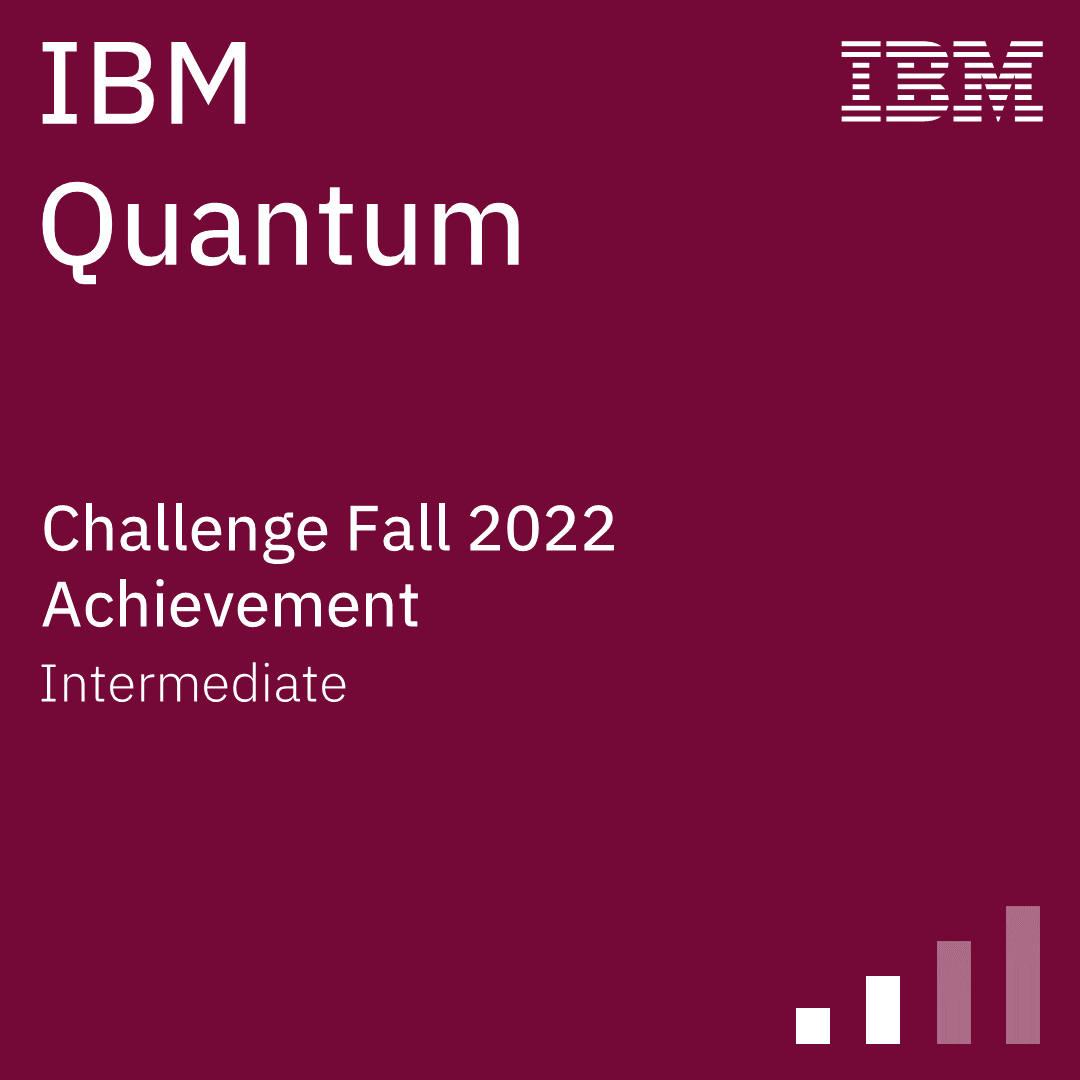 IBM Quantum Challenge Fall 2022 Achievement - Intermediate - Credly