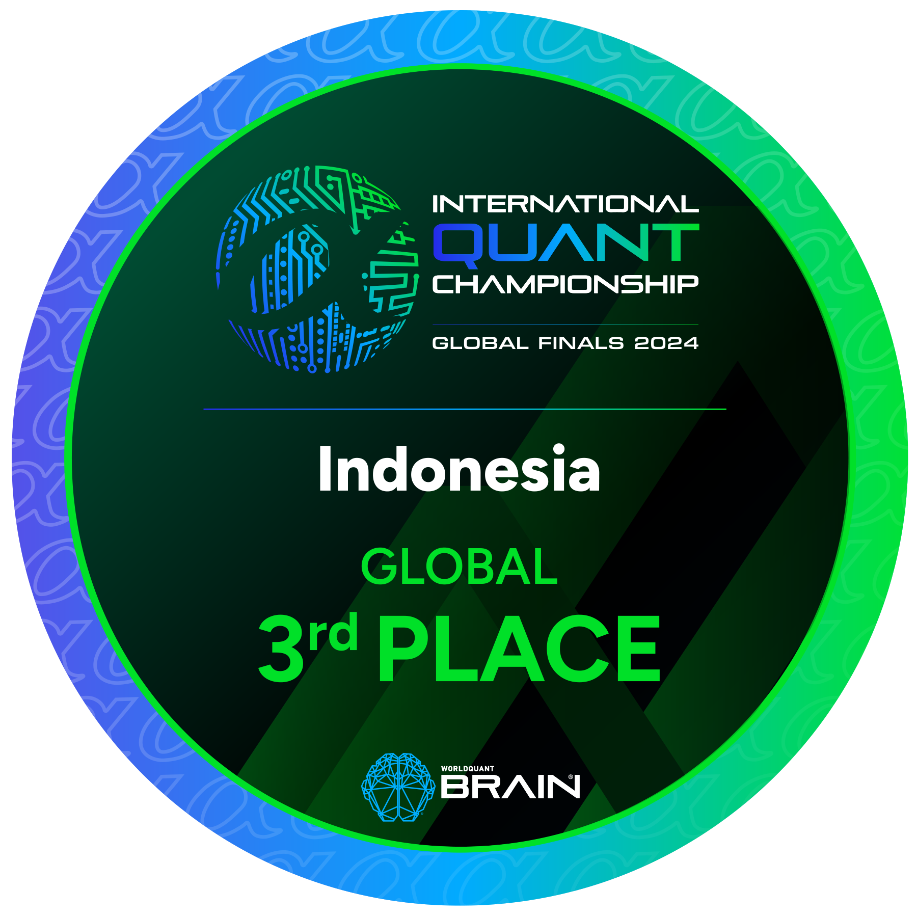 2024 WorldQuant BRAIN IQC Global 3rd Place_Indonesia - Credly