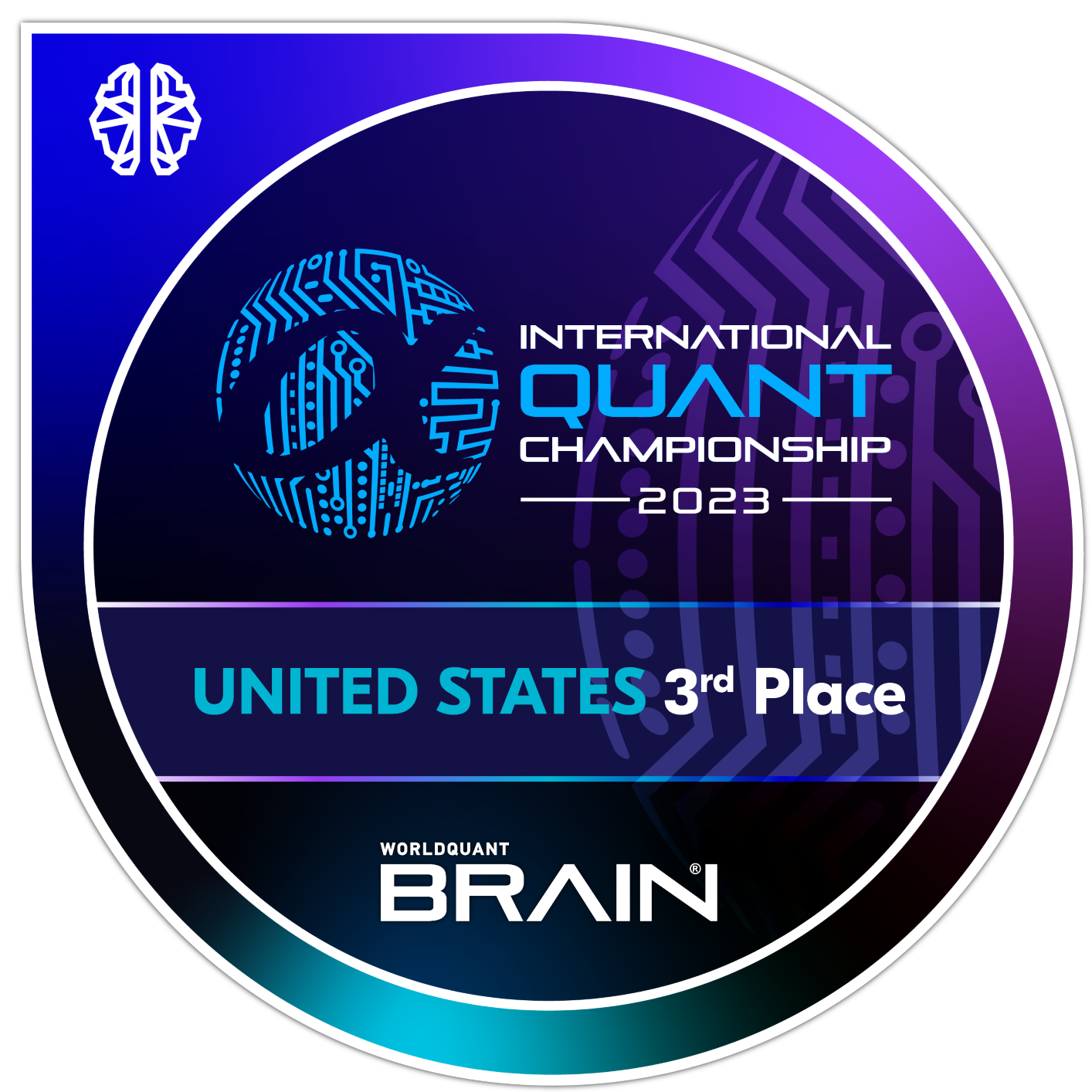 2023 WorldQuant BRAIN IQC United States 3rd Place - Credly