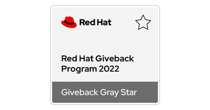 2022 Red Hat Giveback Program Gray Star - Credly