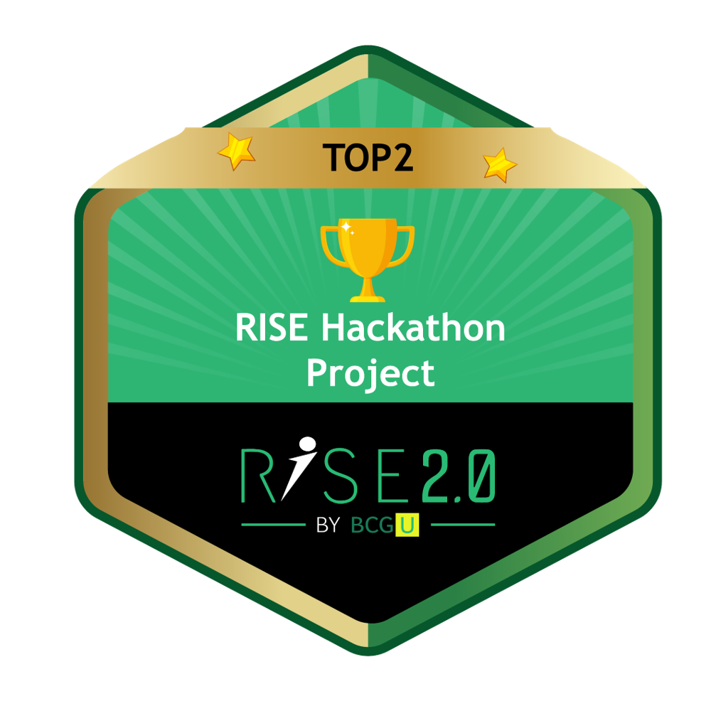 BCG RISE Top 2 Hackathon Project Groups - Credly