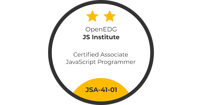 [JSA-41-01] JSA – Certified Associate JavaScript Programmer - Credly