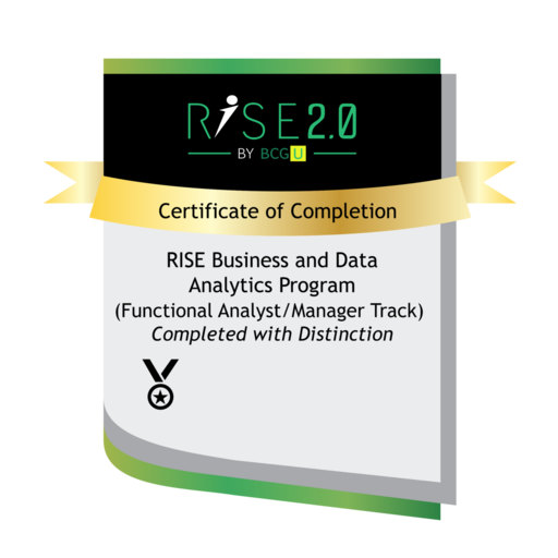 BCG RISE Certificate of Completion - Business and Data Analytics ...