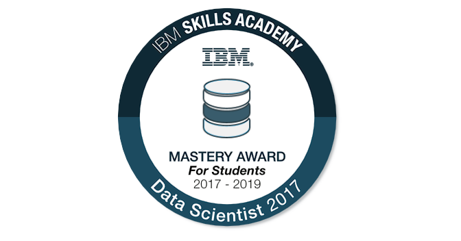 Data Scientist - Mastery Award for Students 2017 - 2019 - Credly
