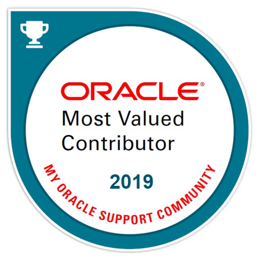 Most Valued Contributor - My Oracle Support Community - 2019 - Credly
