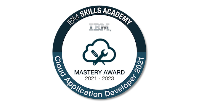 Cloud Application Developer 2021 - Mastery Award - Credly