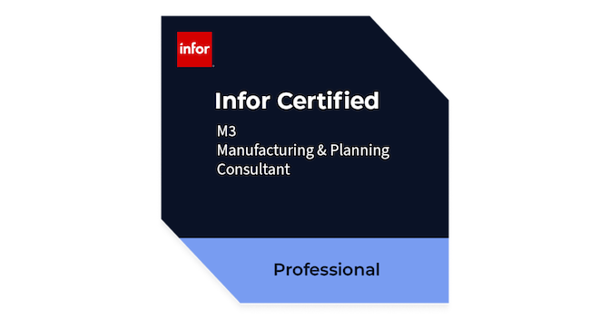 Infor Certified M3 Manufacturing & Planning Consultant v13.3 - Credly