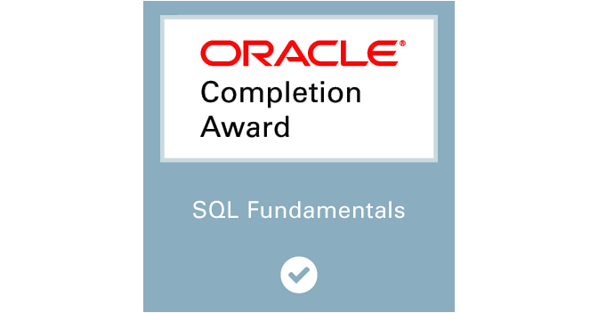 Completion Award for Oracle MOOC: SQL Fundamentals (2018) - Credly