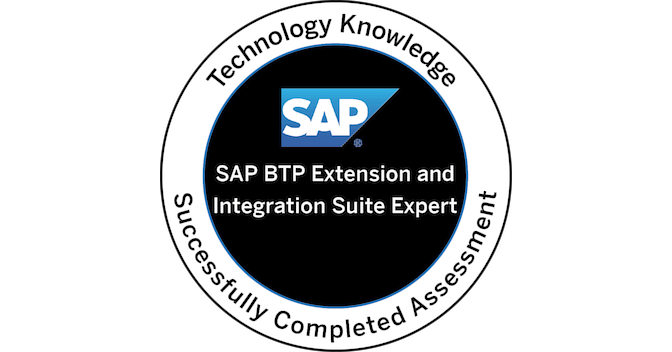 Technology Knowledge 2022 - SAP BTP Extension and Integration Suite Expert - Credly