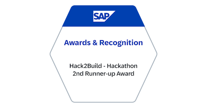 Awards And Recognition Hack2build Hackathon 2nd Runner Up Award