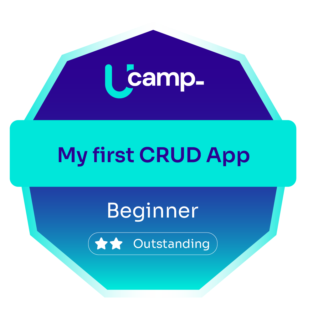 My first CRUD App - Outstanding - Credly