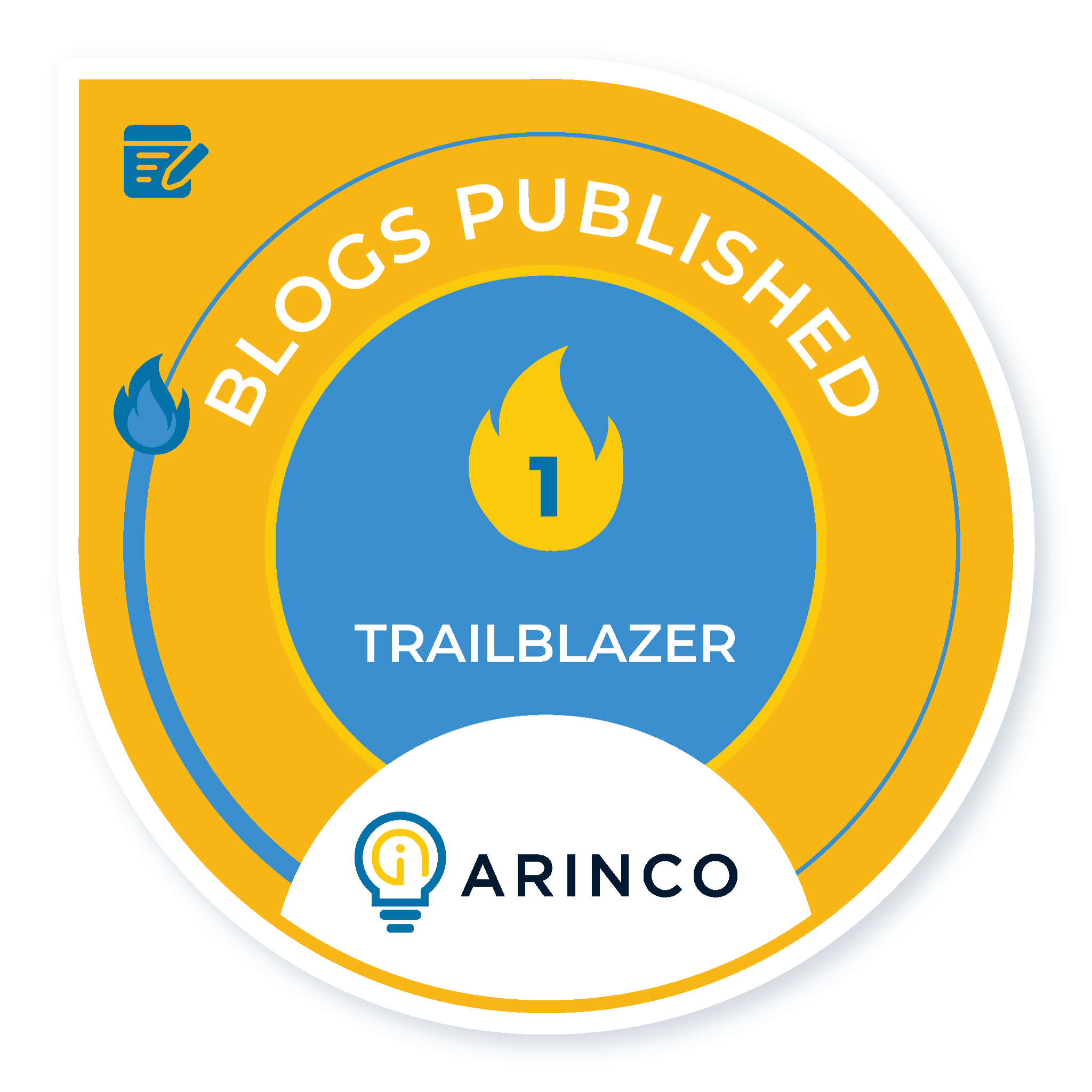 Arinco Blogging Trailblazer - Credly