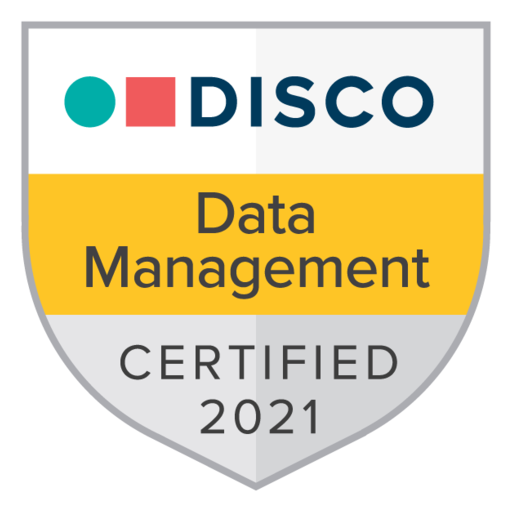 DISCO Data Management Certification (2021) - Credly