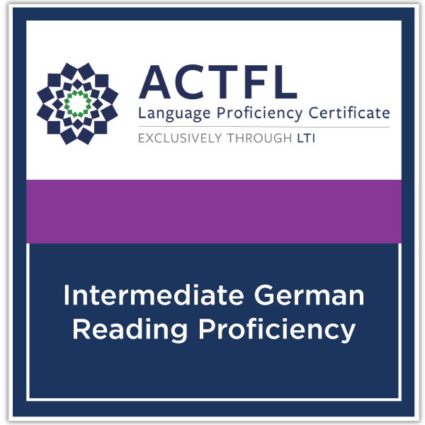 German Reading Proficiency - Intermediate Low/Mid - Credly