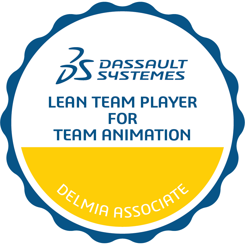 Certified 3DEXPERIENCE Lean Team Player for Team Animation - Associate - Credly