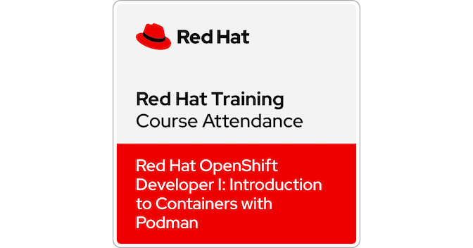 Red Hat OpenShift Developer I: Introduction to Containers with Podman (DO188) - Ver. 4.14 - Credly