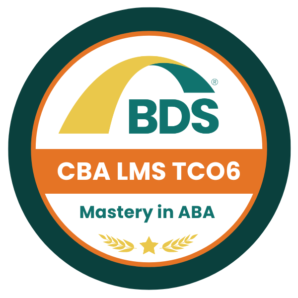 CBA LMS TCO6 Mastery Training in ABA - Credly