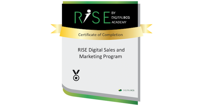 BCG RISE Certificate of Completion Digital Sales and Marketing program - Credly