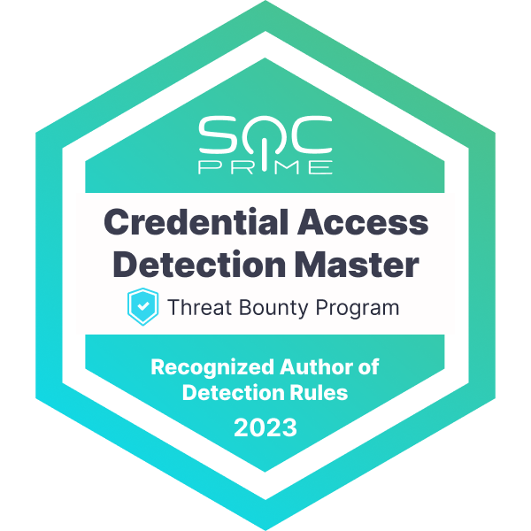 SOC Prime Threat Bounty Program - Credential Access Detection Master - Credly