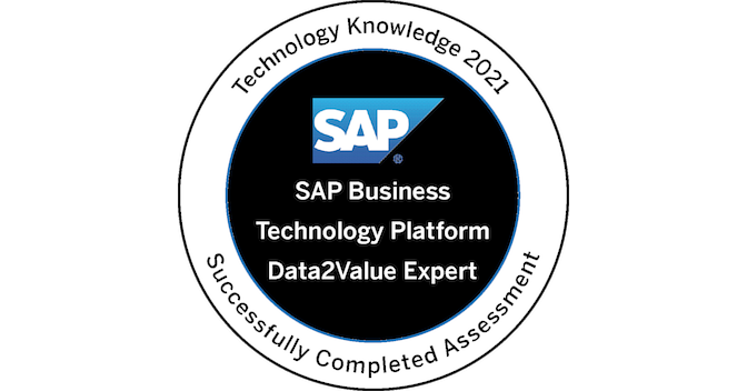 Technology Knowledge 2021 - SAP Business Technology Platform Data2Value Expert - Credly