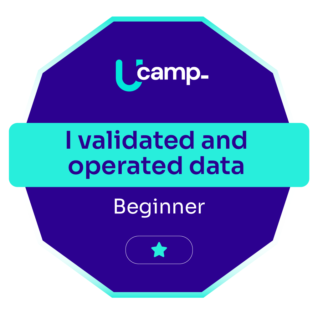 I validated and operated data - Credly