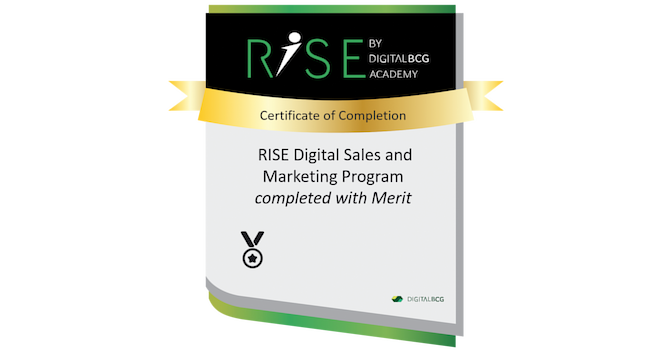 BCG RISE Certificate of Completion Digital Sales and Marketing program ...