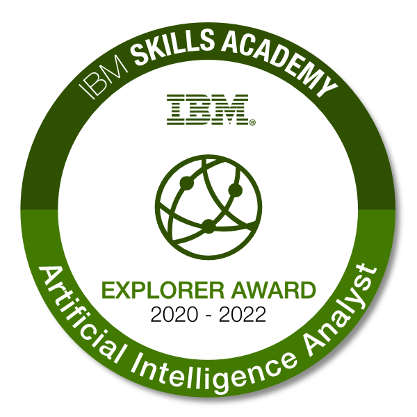 Artificial Intelligence Analyst 2020 - Explorer Award - Credly