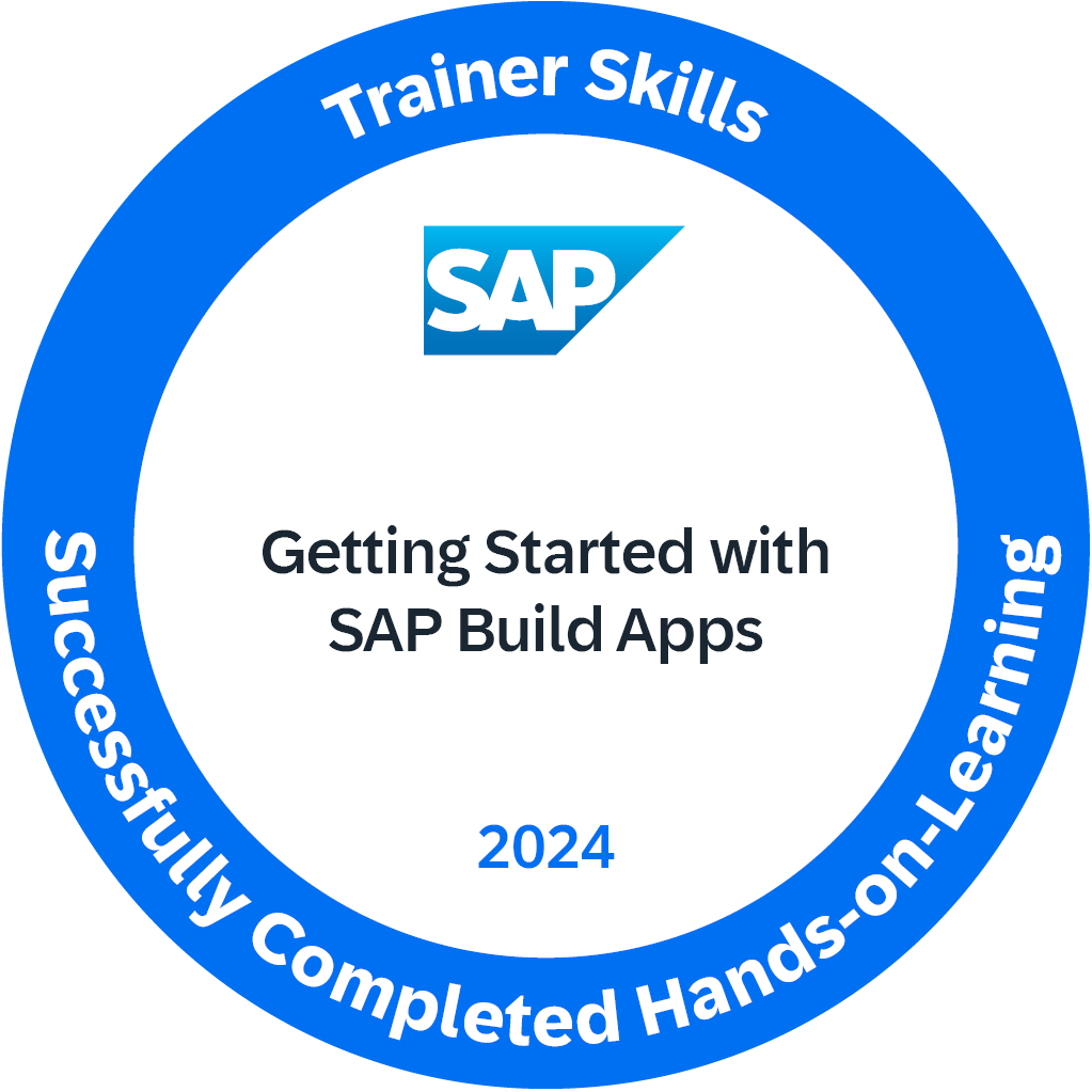 Trainer Skills 2024 - Getting Started with SAP Build Apps - Credly Trainer Skills 2024 - Getting Started with SAP Build Apps - Credly