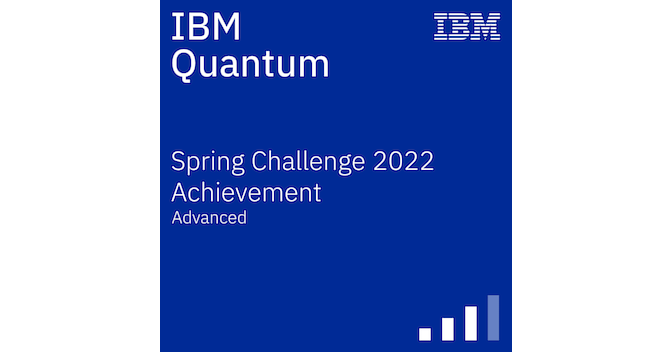 IBM Quantum Spring Challenge 2022 Achievement - Credly