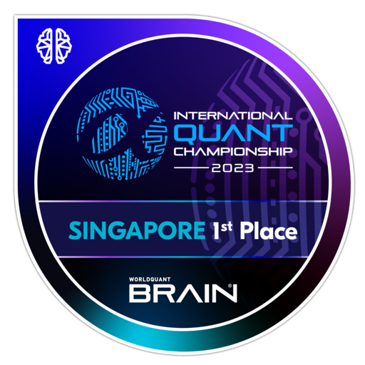2023 WorldQuant BRAIN IQC Singapore 1st Place - Credly
