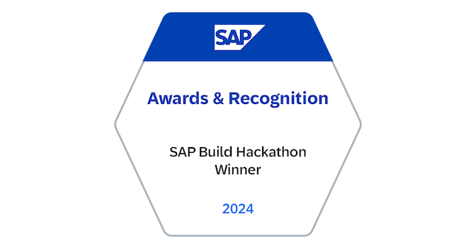 Awards and Recognition 2024 - SAP Build Hackathon Winner - Credly