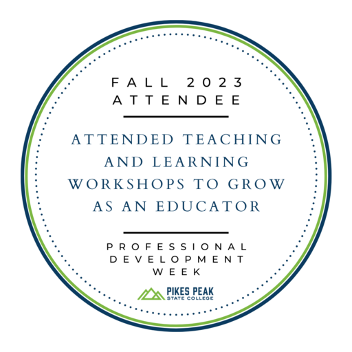 Fall 2023 Professional Development Week Attendee - Credly