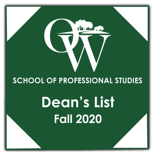 Dean's List, School of Professional Studies, Fall 2020 - Credly