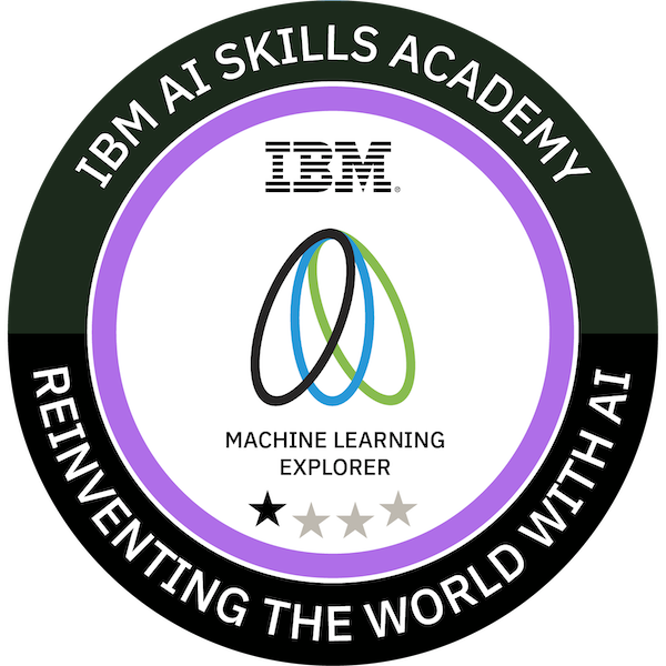 IBM AI Skills Academy Machine Learning Explorer - Credly