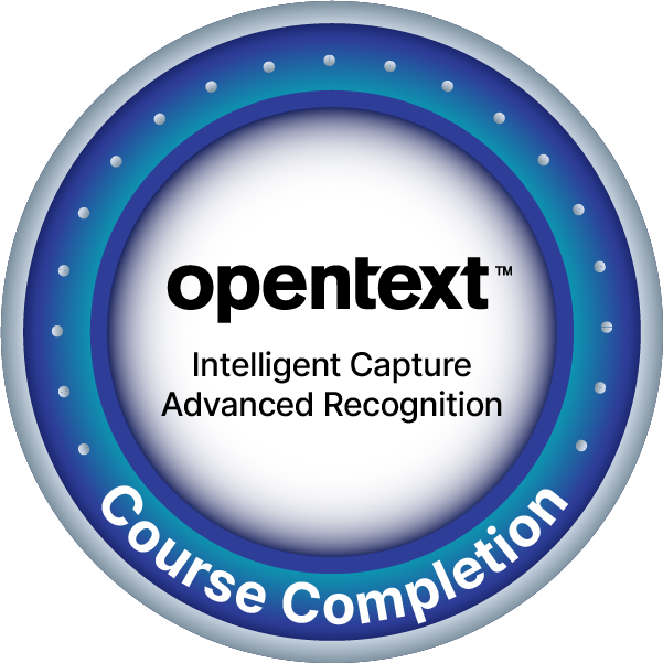 OpenText Course Completion - Intelligent Capture Advanced Recognition - Credly