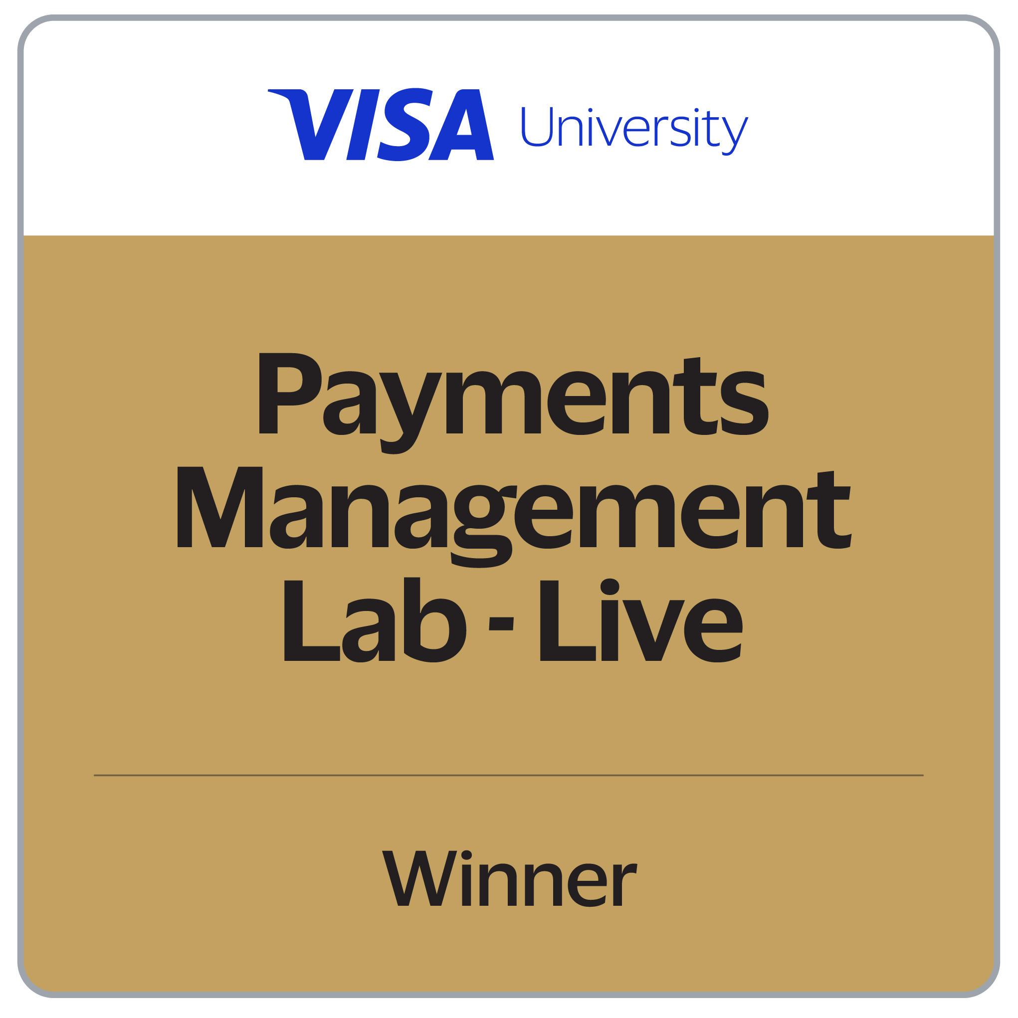 Visa Payments Management Lab - Live - Winner - Credly