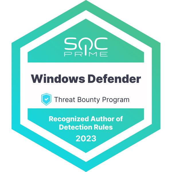 SOC Prime Threat Bounty Program - Windows Defender - Credly