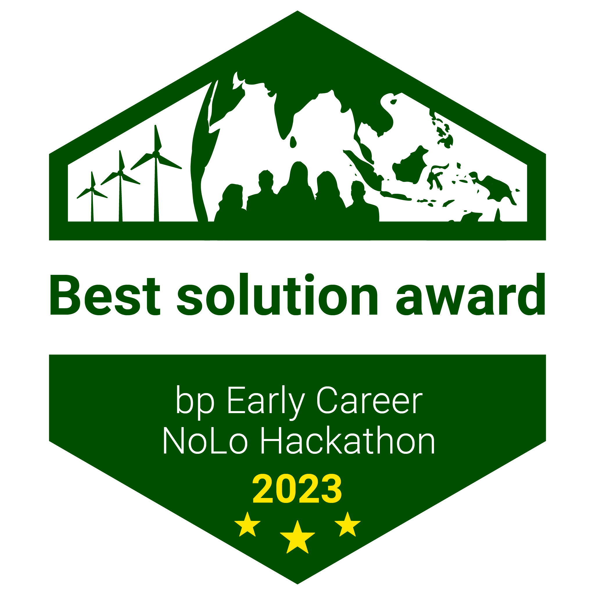 Best solution award 2023 - bp Early Career NoLo Hackathon - Credly