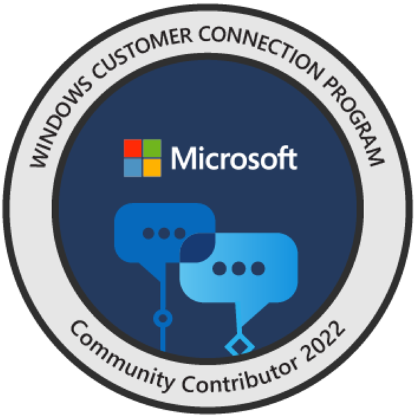 Windows Customer Connection Program Community Contributor - Credly