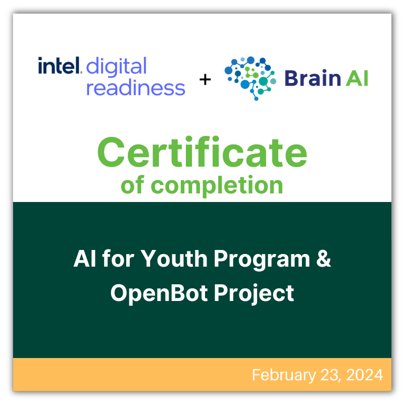 Intel AI for Youth Program Course Completion - Credly