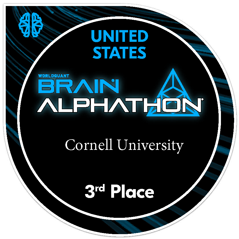 2023 WorldQuant BRAIN Alphathon Cornell University 3rd Place - Credly